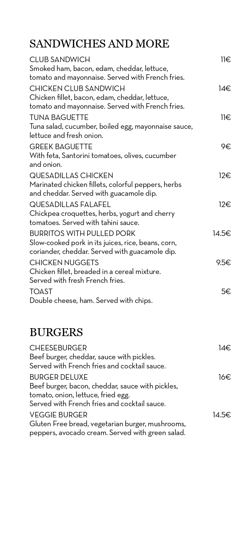 Menu – Santo Mira Mare Resort – Member of KD Hotels, Santorini Island, Greece